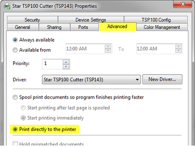 Star TSP100 Printer Setup: Windows